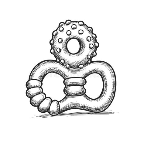 Teething Toy Illustration Design In Black And White Stock Illustration