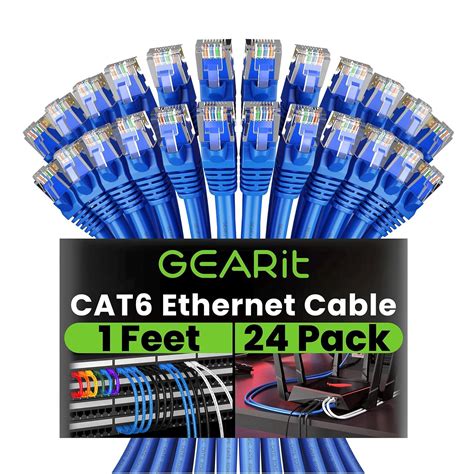 Gearit Cat 6 Ethernet Patch Cable 24 Pack 1 Foot