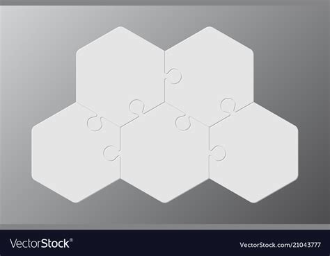 Five Piece Puzzle Hexagon Diagram 3 Step Vector Image