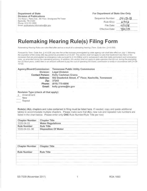Pdf Rulemaking Hearing Rule{s Filing Formsubmetering Is The Practice