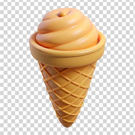 투명한 배경에 고립된 3d 만화 아이스크림 와플 코너 프리미엄 Psd 파일
