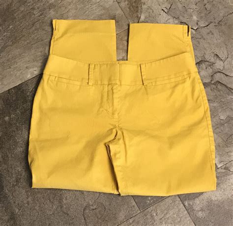 Sz 4 Ann Taylor Loft Marisa Riviera Pants Yellow Stre Gem