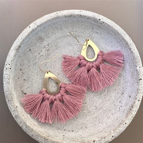 Pink Tassel Earrings Etsy