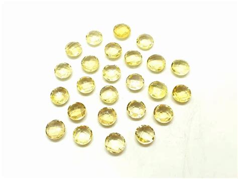 Yellow Round Shape Faceted Lemon Quartz Cushions Gemstone At ₹ 35 33