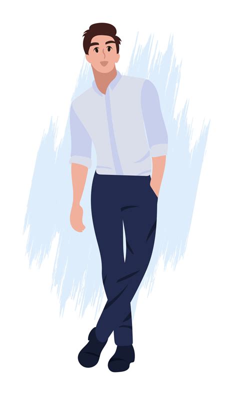Vector Illustration Handsome Cool Men With Casual Clothes Cartoon Realistic People 14536022