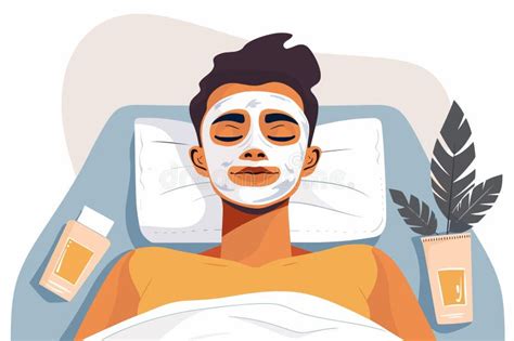 Arabic Man Relaxing With A Luxurious Facial Mask Spa Isolated Vector