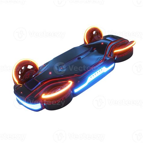 Futuristic Hoverboard With Radiant Lights On Clear Backdrop A Visually