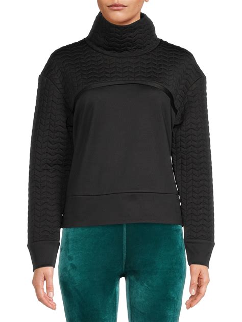 Avia Womens Long Sleeve Quilted Mock Neck Pullover