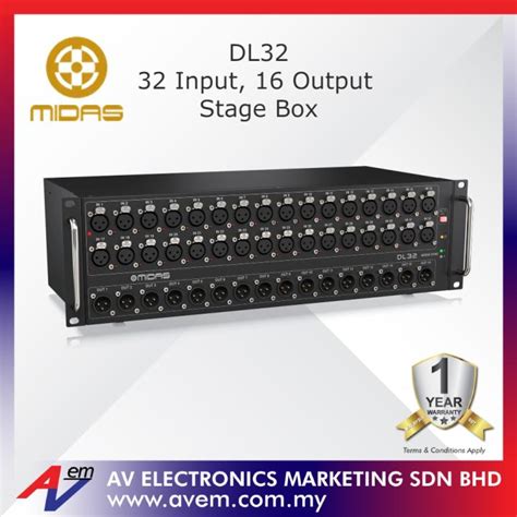 MIDAS DL32 32 Input 16 Output Stage Box With 32 Midas Microphone Preamplifiers ULTRANET And