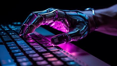 Premium Ai Image Robotic Hand Pressing A Keyboard On A Laptop