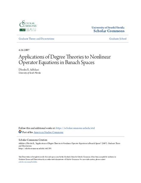 Pdf Applications Of Degree Theories To Nonlinear Operator Equations In Banach Spaces
