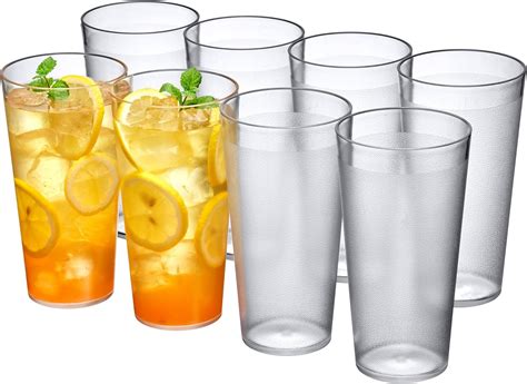 Topboutique 370ml Stackable Clear Plastic Tumblers Drinking Glasses 8 Sets