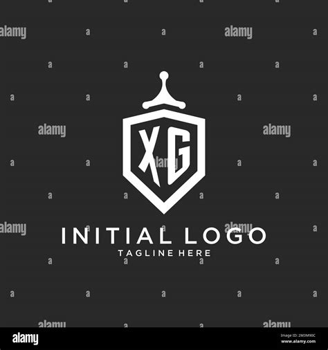 XG Monogram Logo Initial With Shield Guard Shape Design Ideas Stock