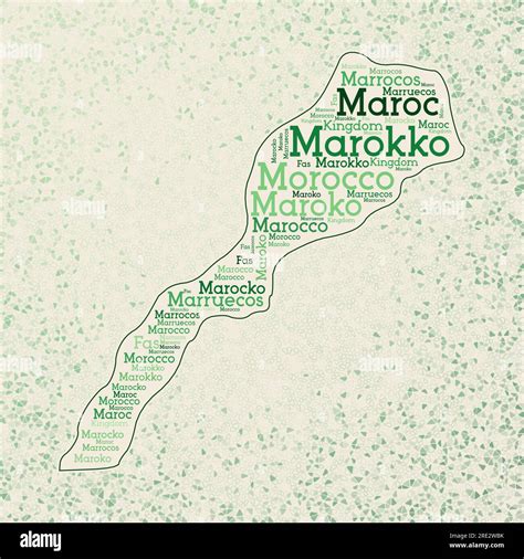 Morocco Shape With Country Names Word Cloud In Multiple Languages Morocco Border Map On Cool