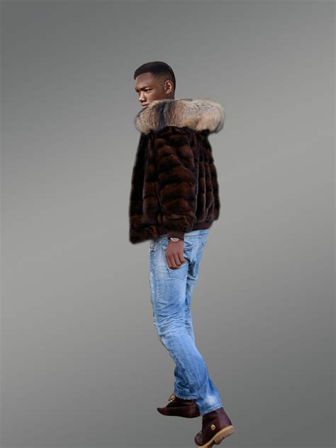 Mens Mink Fur Jacket With Hood