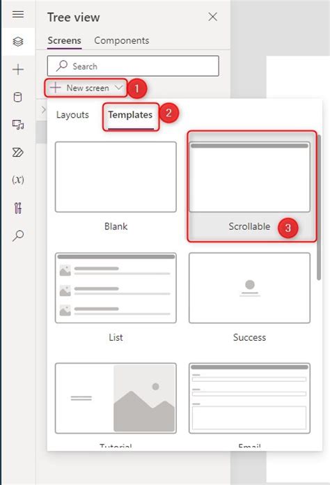 power apps how to get a scrollable screen control