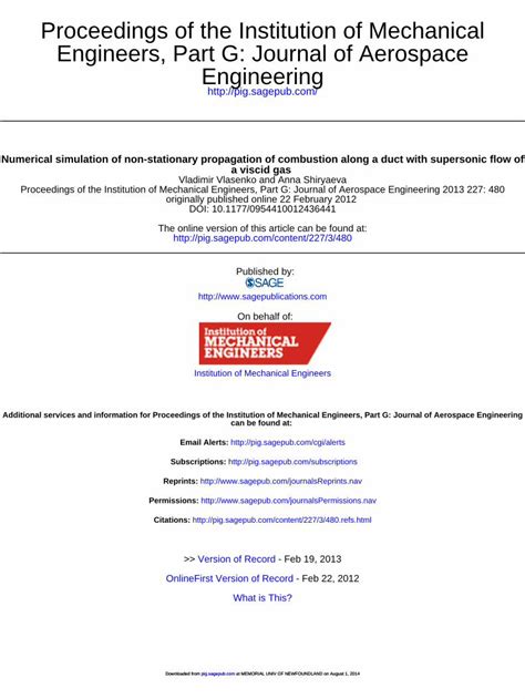 Pdf Numerical Simulation Of Non Stationary Propagation Of Combustion
