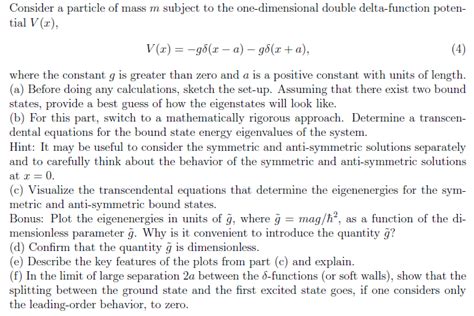Solved Consider A Particle Of Mass M Subject To The Chegg Com