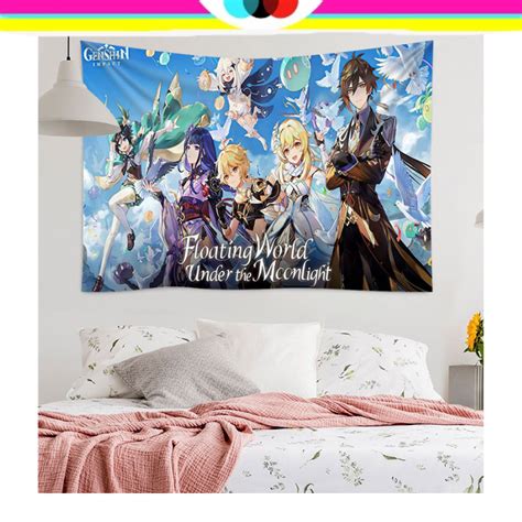 Jual Poster Kain Anime Genshin Impact Hiasan Dinding Background Back