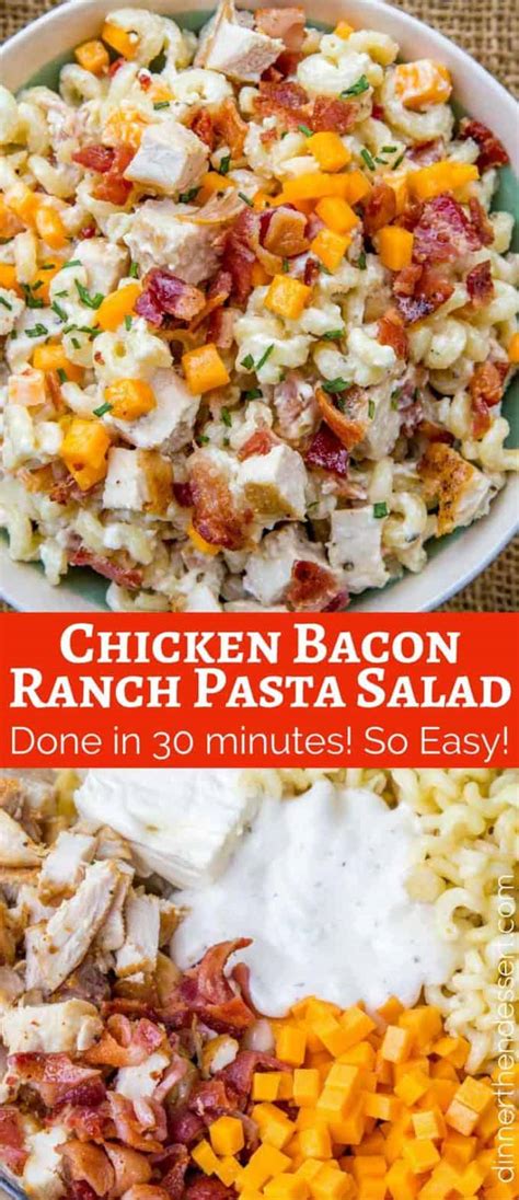 Chicken Bacon Ranch Pasta Salad Dinner Then Dessert
