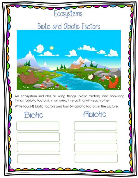 Biotic And Abiotic Components Of Ecosystem Activity Free Worksheets