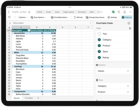 Microsoft Upgrades Excel For Ipad Adds Support For Pivot Tables
