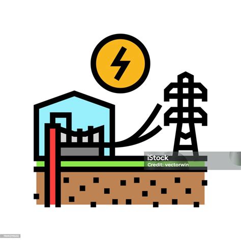 発電所地熱エネルギーカラーアイコンベクトルイラスト イラストレーションのベクターアート素材や画像を多数ご用意 イラストレーション