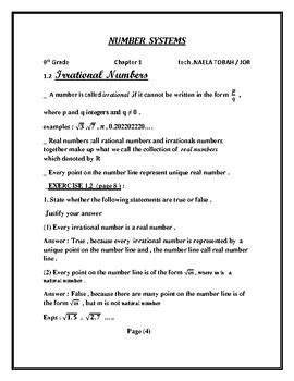 Number Systems Part By Naela Tobah TPT