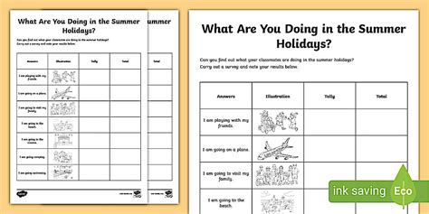 Our Holiday Plans Class Survey Activity Teacher Made