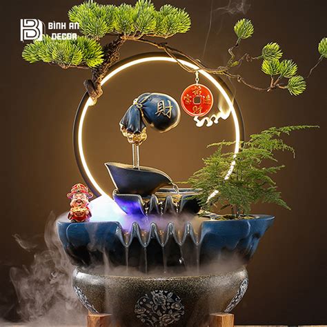 Thác Nước Phong Thủy Ấm Trà Nổi Bình An Decor