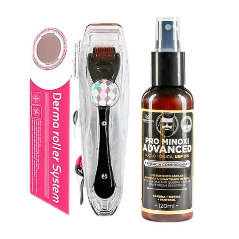 Kit Pro Minoxi Advanced 120ml Derma Roller Barba E Cabelo Drogasil