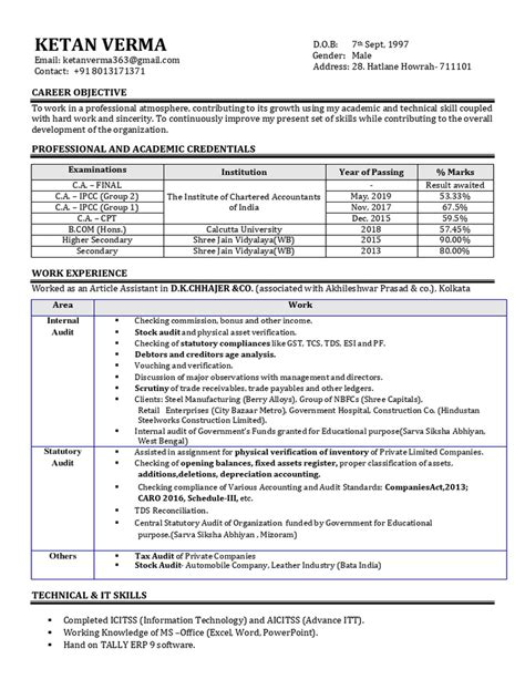 Cv Ketan Verma Pdf Audit Business