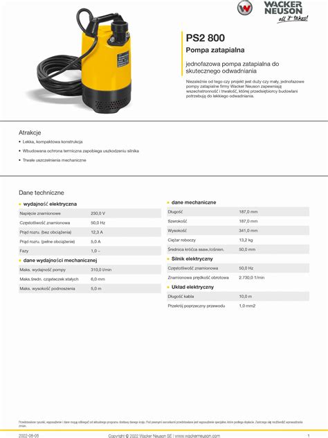 Pompa Zatapialna WACKER NEUSON PS2 800 Gotex