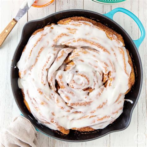 Giant Skillet Cinnamon Roll Cooking On The Front Burner