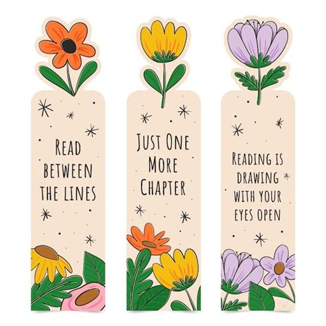 Three Bookmarks With Flowers And The Words Read One Move The Lines