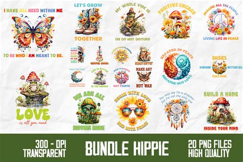 Retro Hippie Flowers Bundle Graphic By Unlimab · Creative Fabrica
