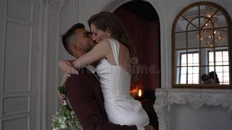 Passionate Kisses And Tender Moments Between Bride And Groom In Various Settings Stock Video