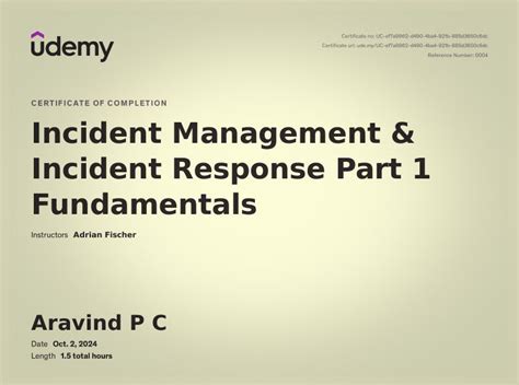 Aravind P C On Linkedin Successfully Completed The Incident Management And Incident Response