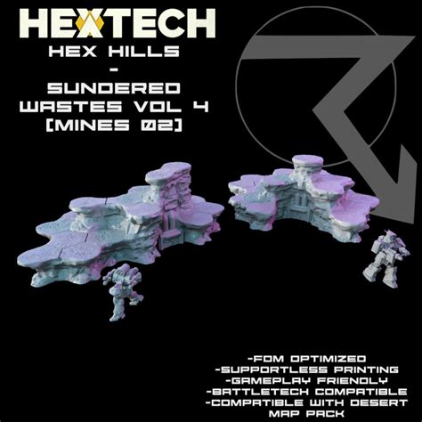 3d Printable Hextech Hex Hills Desert Map Pack Battletech Compatible Hex Terrain By