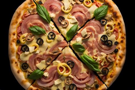 Premium Photo Capricciosa Pizza Made Of Ham And Mushrooms