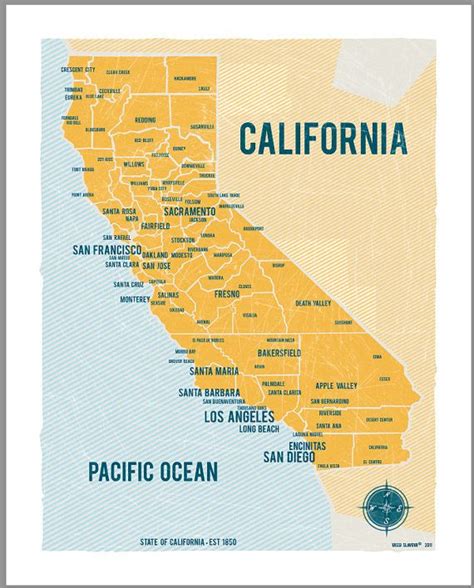California Map Via Etsy California Map Map California Love