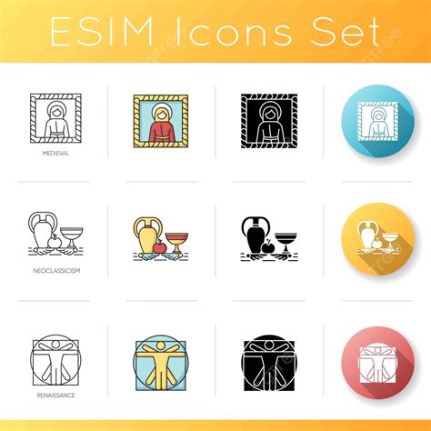 Cultural Movements Icons Set Visual Genre Line Vector Visual Genre