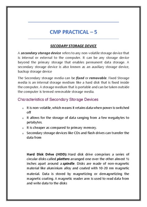 Cmp Practical 5 Cmp Practical 5 Secodary Storage Device A