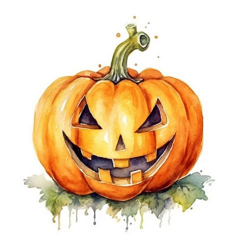 Premium AI Image A Painting Of A Pumpkin With A Green Stem On Top