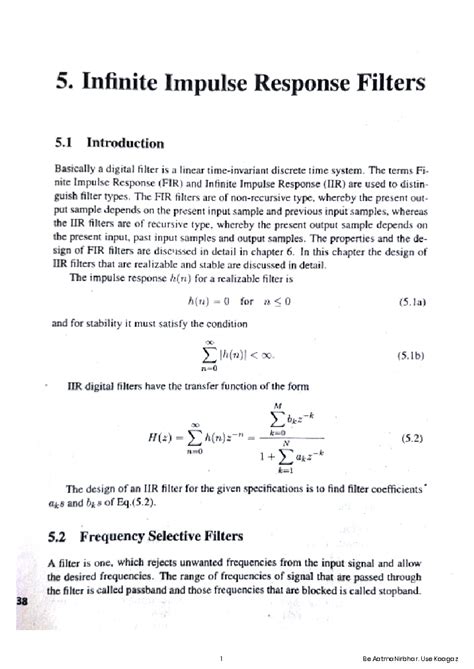 Iir Filter Notes In Digital Signal Processing Electronics And