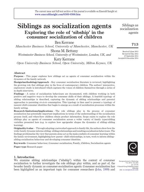 Siblings As Socialization Agen Pdf Socialization Sibling