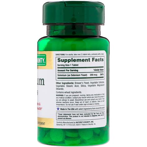 Natures Bounty Mineral Supplement Natural High Selenium Yeast Tablets