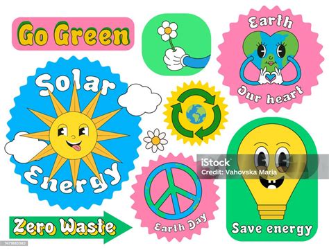 Simpan Stiker Planet Dalam Gaya Kartun Retro Trendi Set Poster Hari