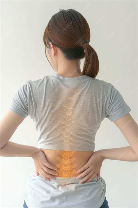 Mulher Com Dor Na Coluna Vertebral Devido A Osteoporose Degeneração Cancro Ou Problemas De