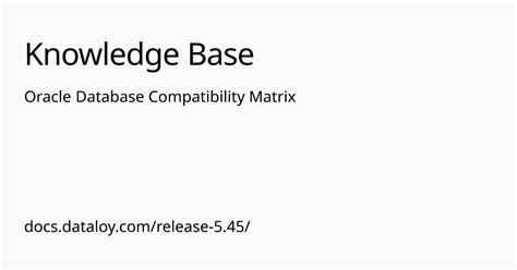 Oracle Database Compatibility Matrix Knowledge Base